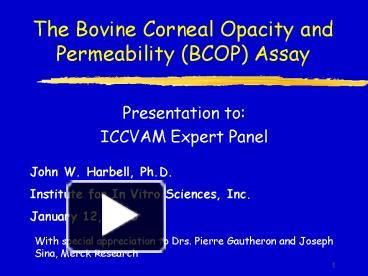 The Bovine Corneal Opacity and Permeability BCOP Assay presentation ...