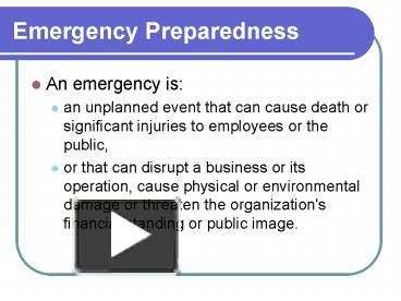 Emergency Preparedness presentation | free to view