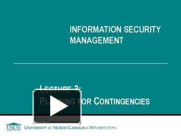 INFORMATION SECURITY MANAGEMENT presentation | free to view