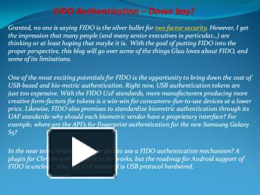 PPT – FIDO Authentication – Down boy! PowerPoint presentation | free to ...