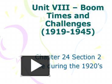 PPT – Unit VIII PowerPoint presentation | free to view - id: 64a5cf-MTVlO
