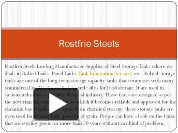 Bolted Steel Tanks for Efficient Storage presentation | free to download