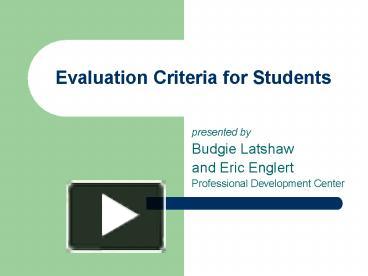 Evaluation Criteria for Students presentation | free to view