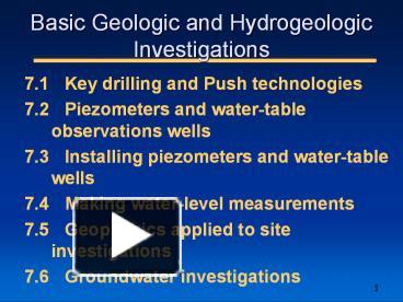 PPT – Basic Geologic and Hydrogeologic Investigations PowerPoint ...