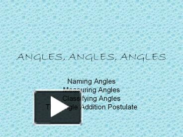 ANGLES, ANGLES, ANGLES presentation | free to view