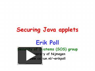 PPT – Securing Java applets PowerPoint presentation | free to download ...