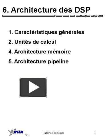 ARCHITECTURE ET UTILISATION DES DSP (Programmable Digital Signal ...