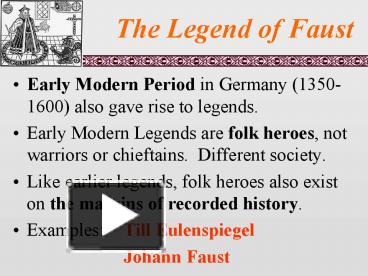 The Legend of Faust presentation | free to view