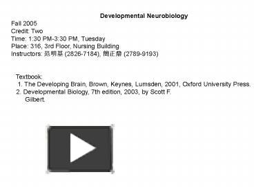 PPT – Model systems for the study of neural development PowerPoint ...
