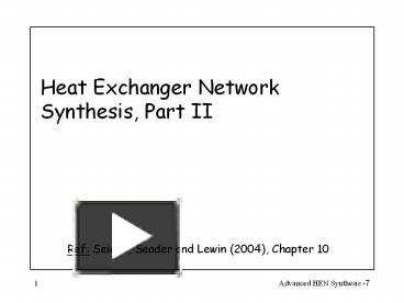 HEN Synthesis (Part 2) presentation | free to download