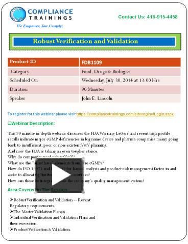 PPT – Webinar on Robust Verification and Validation PowerPoint ...