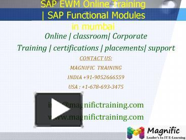 PPT – SAP EWM Online Training SAP Functional Modules in mumbai ...