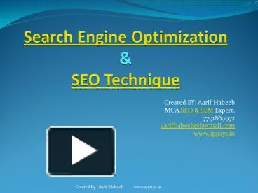 PPT – Search engine optimization and its technique PowerPoint ...