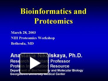 Bioinformatics and Proteomics presentation | free to download