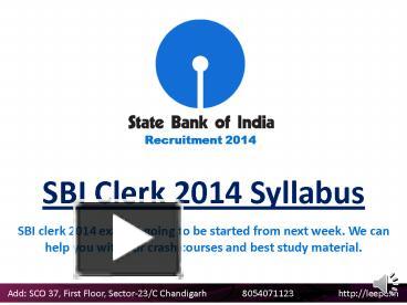 PPT – SBI Clerk 2014 Syllabus PowerPoint presentation | free to ...