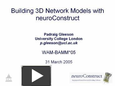 Building 3D Network Models with neuroConstruct presentation | free to ...