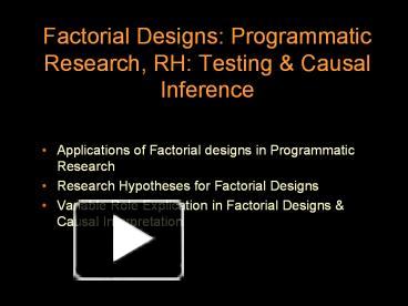 PPT – Factorial Designs: Programmatic Research, RH: Testing PowerPoint ...