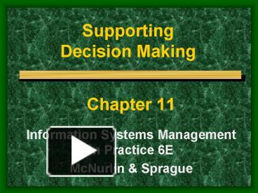 PPT – Supporting Decision Making PowerPoint presentation | free to ...