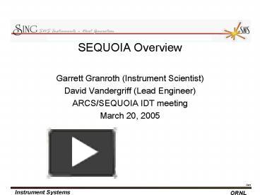 SEQUOIA Overview presentation | free to view
