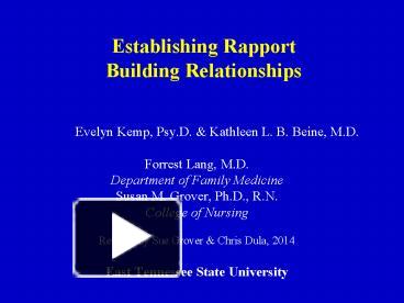 Establishing Rapport Building Relationships presentation | free to view