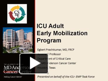 ICU Adult Early Mobilization Program presentation | free to download