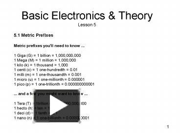 Basic Electronics presentation | free to view