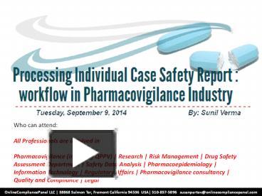 PPT – Processing Individual Case Safety Report (ICSR): workflow in ...