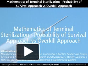 PPT – Mathematics of Terminal Sterilization - Probability of Survival ...