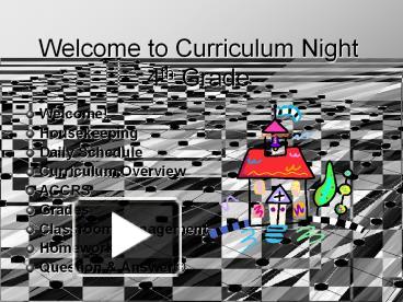Welcome to Curriculum Night 4th Grade presentation | free to download