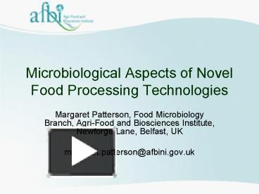 Microbiological Aspects of Novel Food Processing Technologies ...