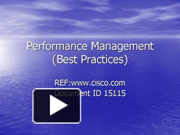 Performance Management (Best Practices) presentation | free to view