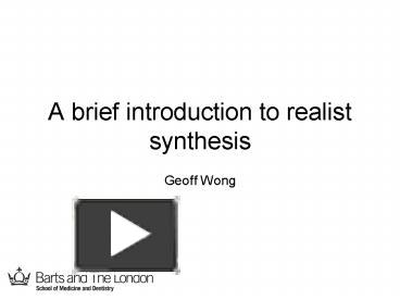A brief introduction to realist synthesis presentation | free to download
