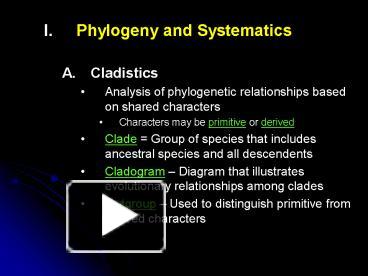 PPT – Phylogeny and Systematics PowerPoint presentation | free to ...
