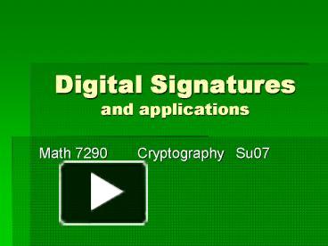 PPT – Digital Signatures and applications PowerPoint presentation ...