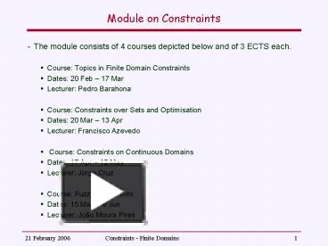 PPT – Module on Constraints PowerPoint presentation | free to view - id ...