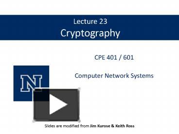 PPT – Lecture 23 Cryptography PowerPoint presentation | free to ...