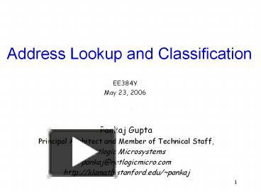 PPT – Address Lookup and Classification PowerPoint presentation | free ...