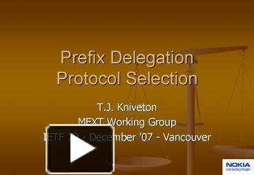 Prefix Delegation Protocol Selection presentation | free to download
