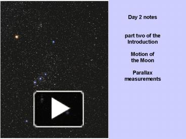 Day 2 notes part two of the Introduction Motion of the Moon Parallax ...