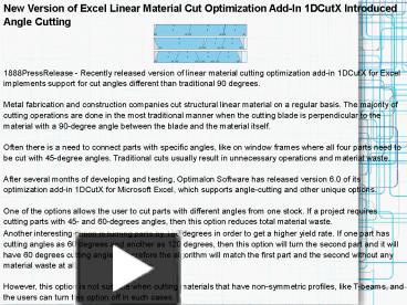 PPT – New Version of Excel Linear Material Cut Optimization Add-In ...