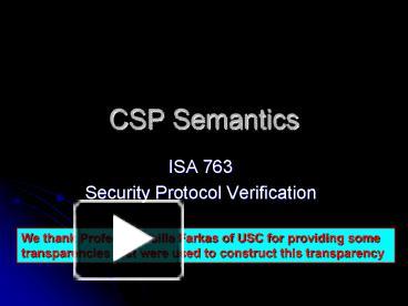 PPT – CSP Semantics PowerPoint presentation | free to download - id ...