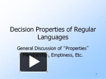 Decision Properties of Regular Languages presentation | free to download