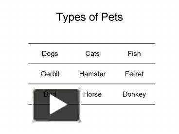 Types of Pets presentation | free to view