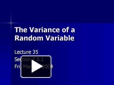 The Variance of a Random Variable presentation | free to download