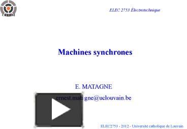 Machines synchrones presentation | free to download
