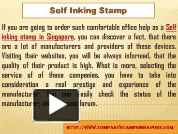 PPT – Self Inking Stamp PowerPoint presentation | free to download - id ...