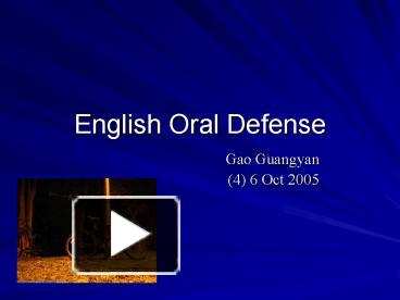 English Oral Defense presentation | free to download