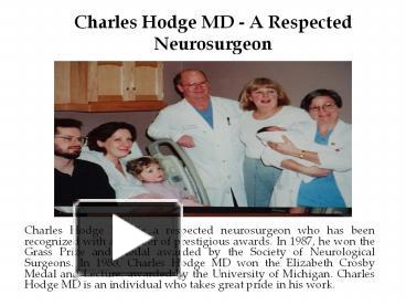 Charles Hodge MD - A Respected Neurosurgeon presentation | free to download