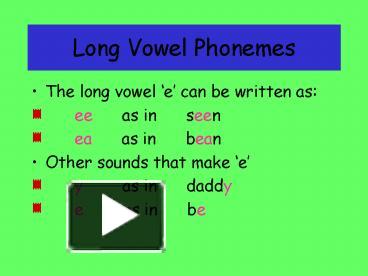 Long Vowel Phonemes presentation | free to view