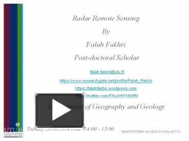 Radar Remote Sensing presentation | free to download